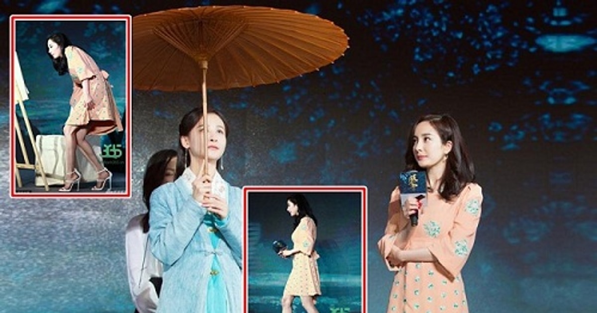 Dương Mịch đi lại rón rén trên sân khấu vì mang giày quá khổ?