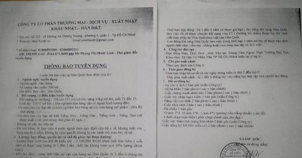 Vụ tố lừa đảo XKLĐ kinh hoàng hàng triệu USD: Bài 4 - Công ty CP TMDV ...