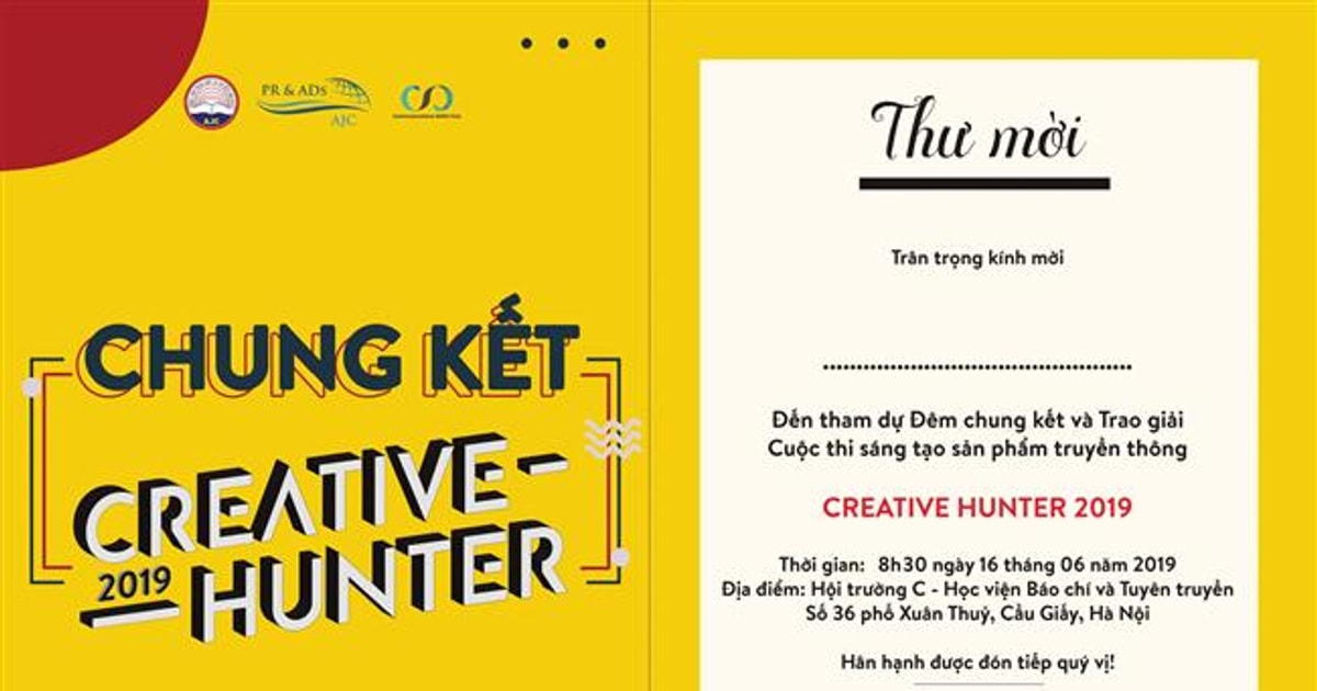 Thư mời tham dự Chung kết Cuộc thi sáng tạo Creative Hunter 2019